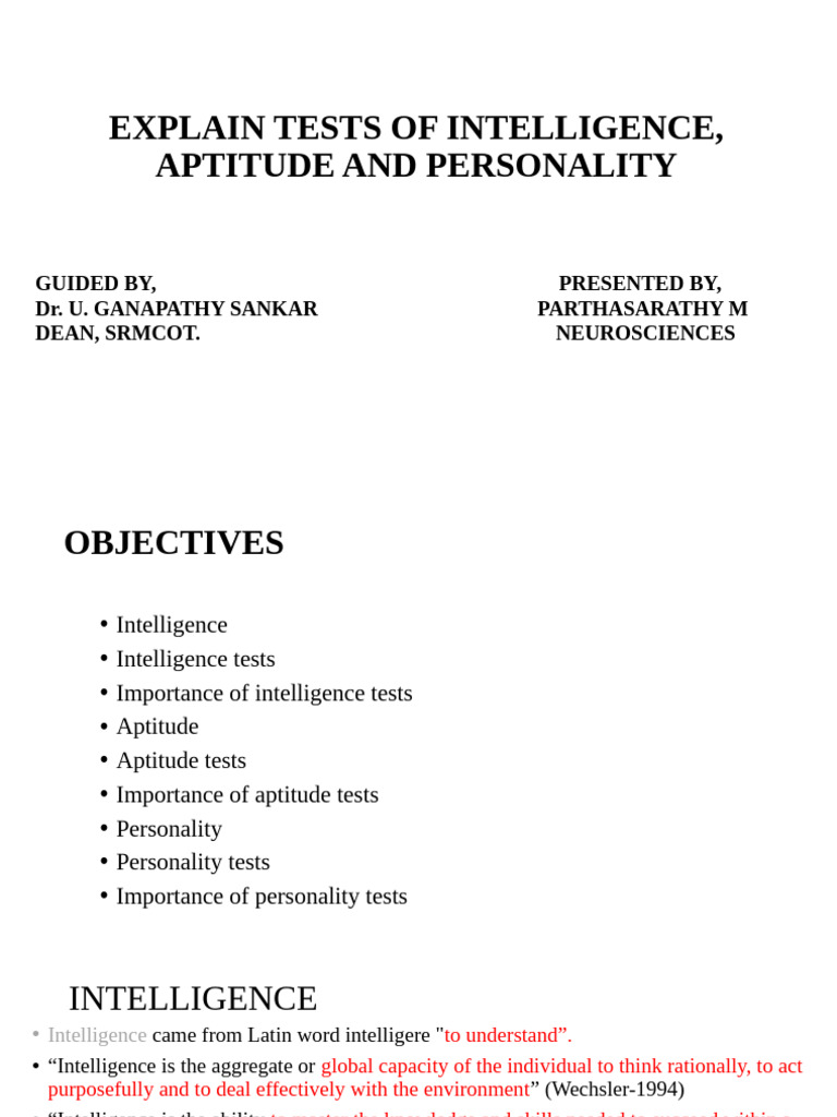 Tests of Intelligence | PDF | Wechsler Adult Intelligence Scale ...