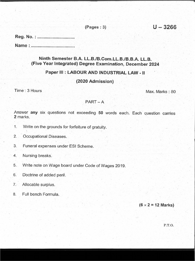 Labour And Industrial Law Ii December 20242 Pdf