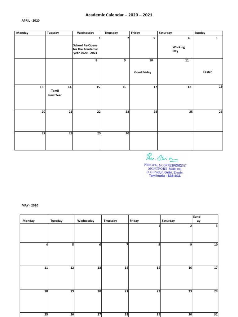 Academic Calender 2020 2021 1 | PDF | Religious Holidays | Observances