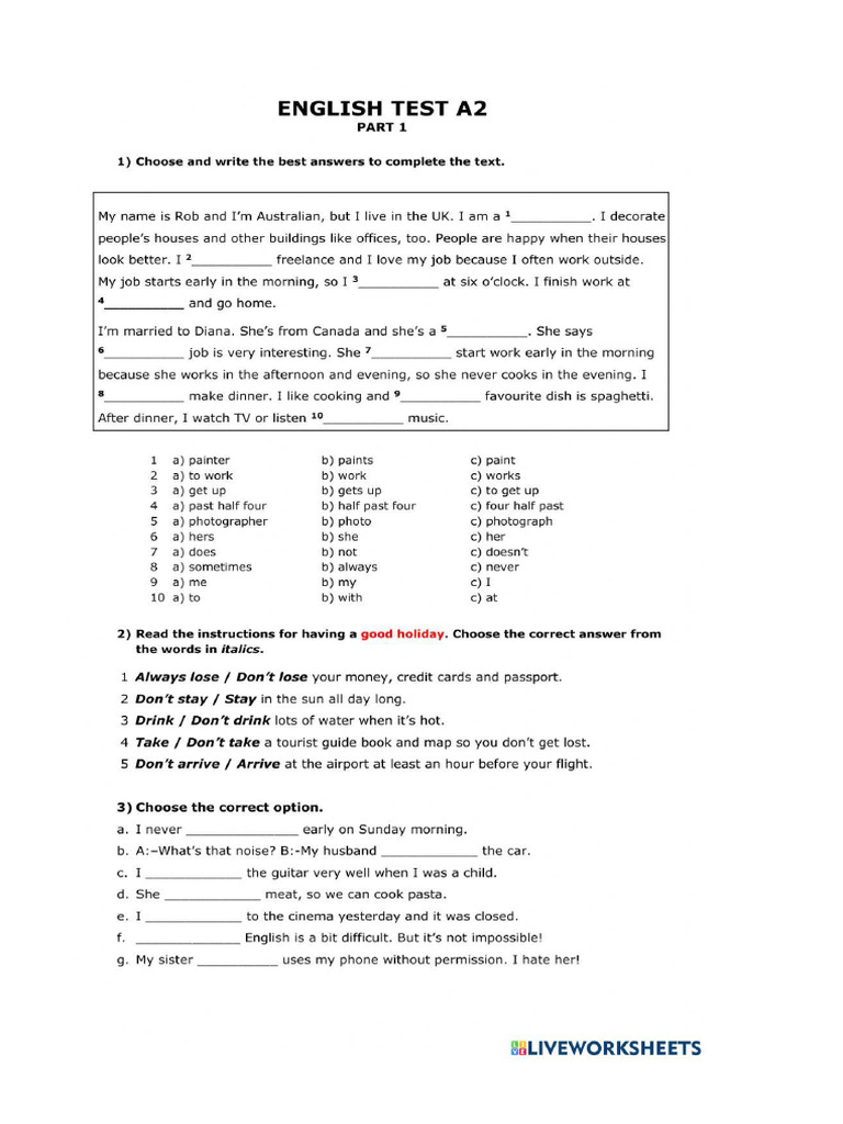 Worksheet 1061195 | PDF