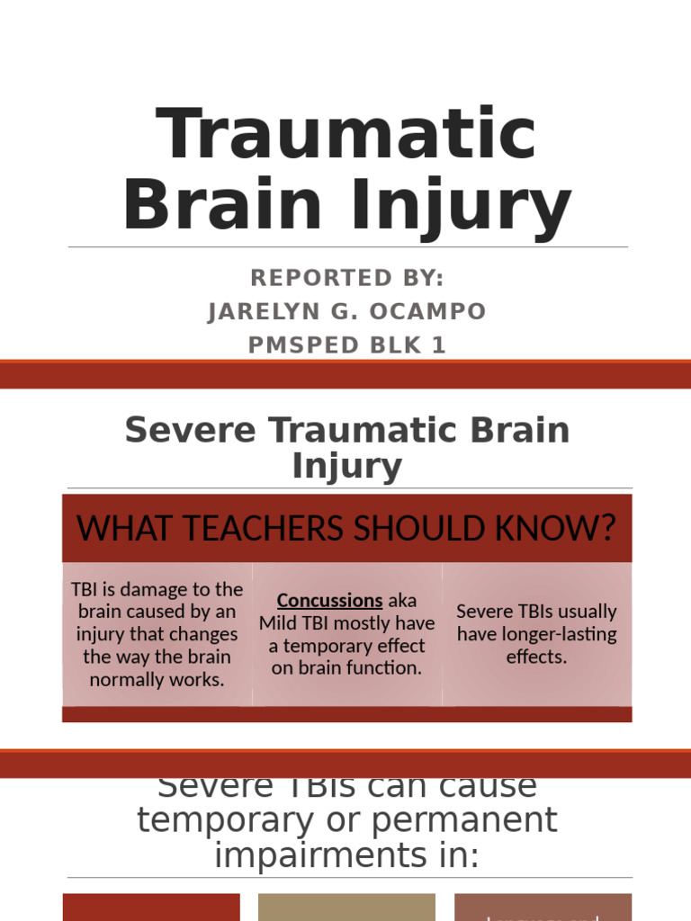 Traumatic Brain Injury Report On SPED 264 | PDF | Traumatic Brain ...