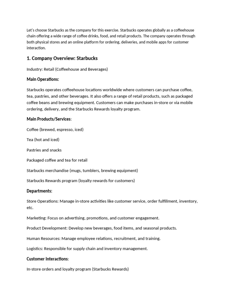 Starbucks Business Operations Model | PDF | Starbucks | Coffeehouse