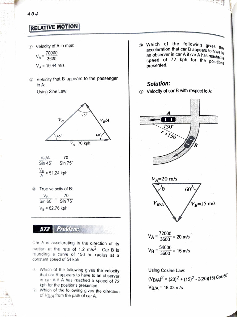 Relative Motion Analysis of Cars and Train | PDF | Acceleration | Velocity