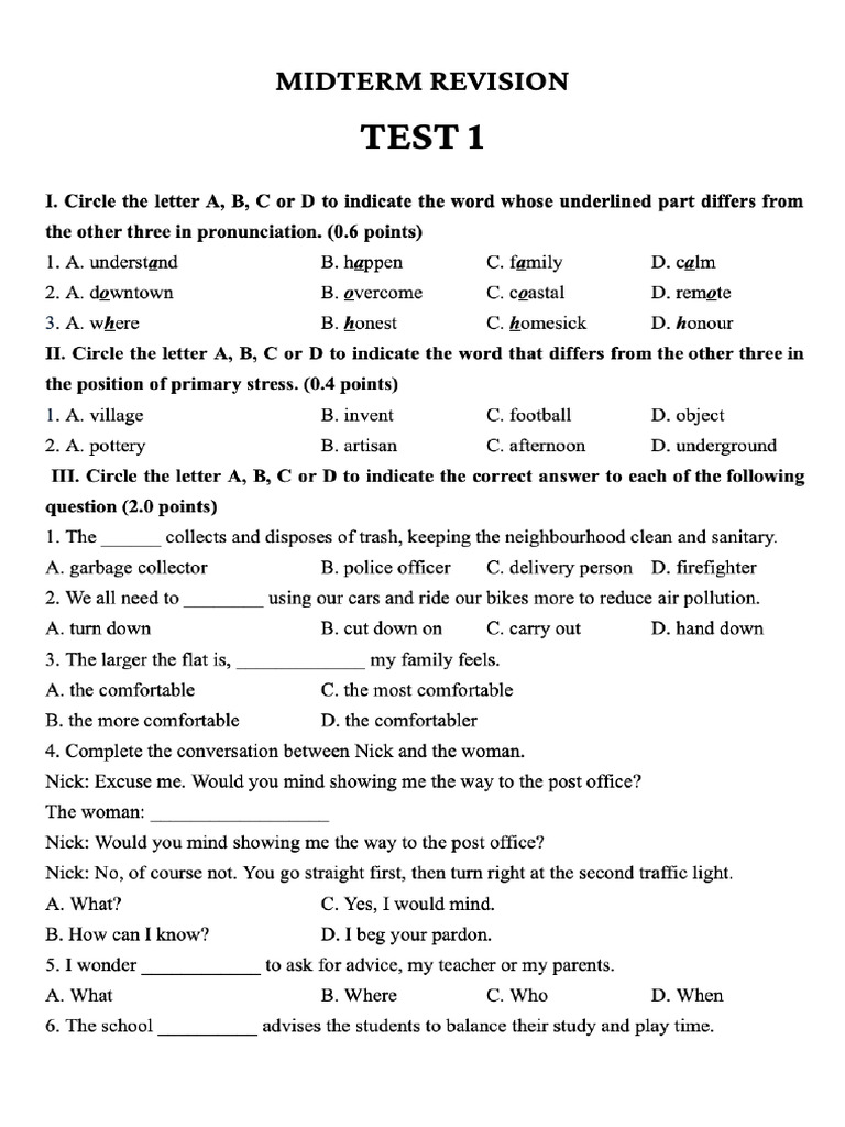 Mid1 - Test 1 | PDF