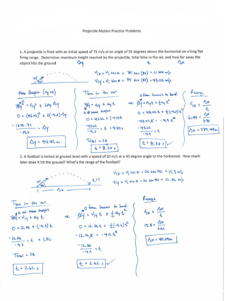 Projectile Motion Problems With A | PDF