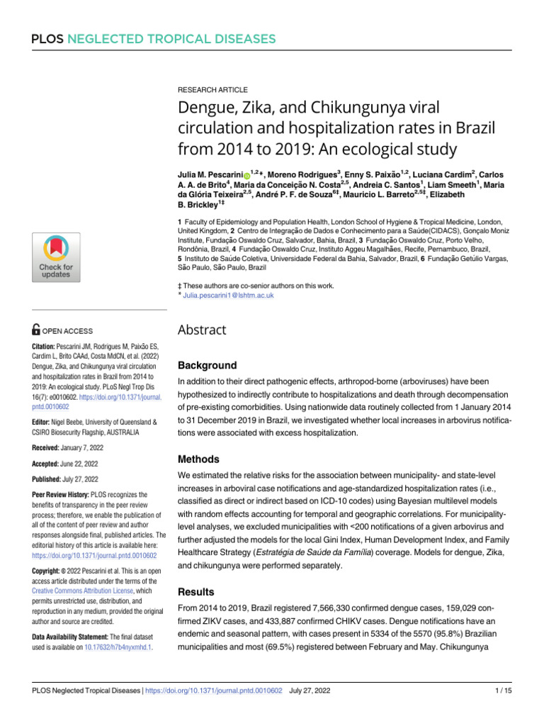 Pescarini, J. M. Dengue, Zika, And Chikungunya | PDF | Medicine ...