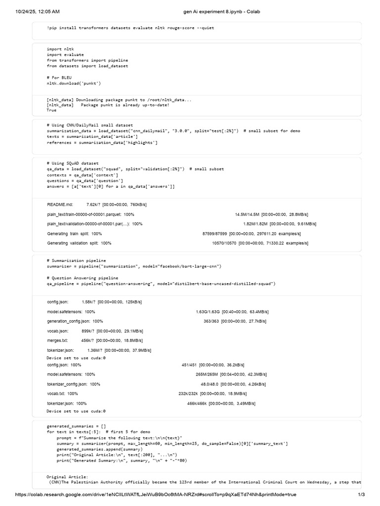 Gen Ai Experiment 8.ipynb - Colab | PDF | Computational Neuroscience ...