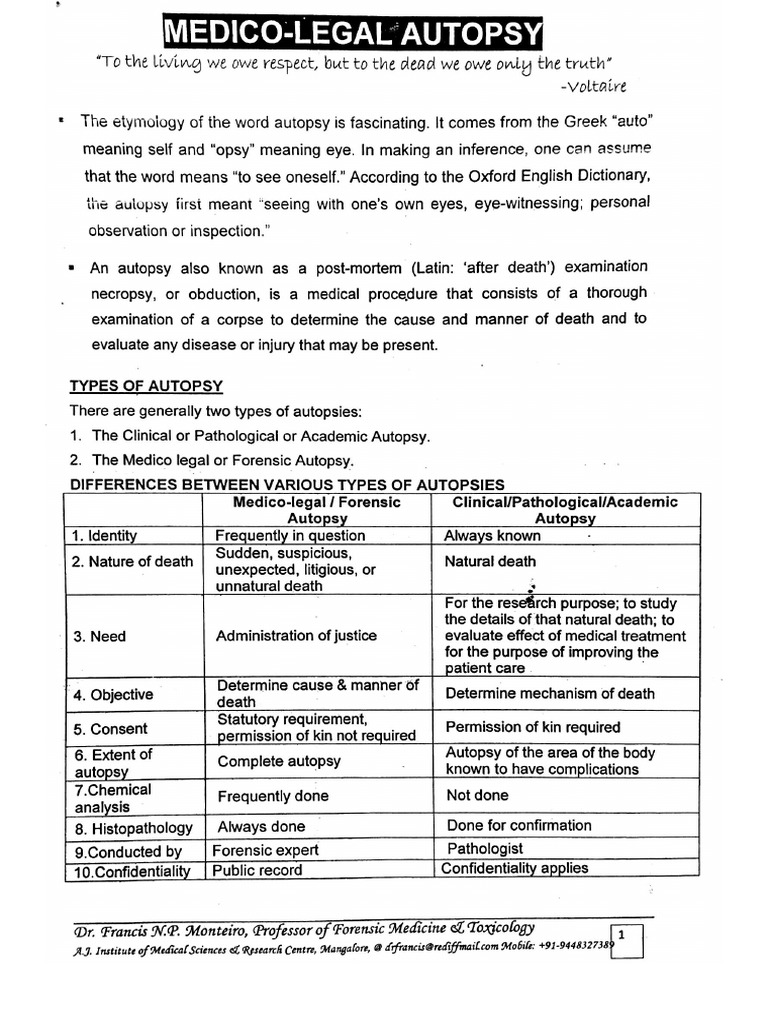 Medico Legal Autopsy | PDF