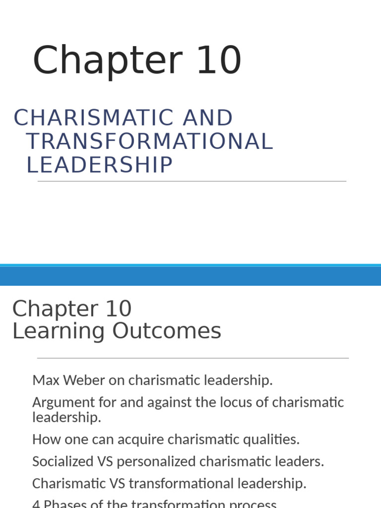 Charismatic and Transformational Leadership | PDF | Leadership | Charisma