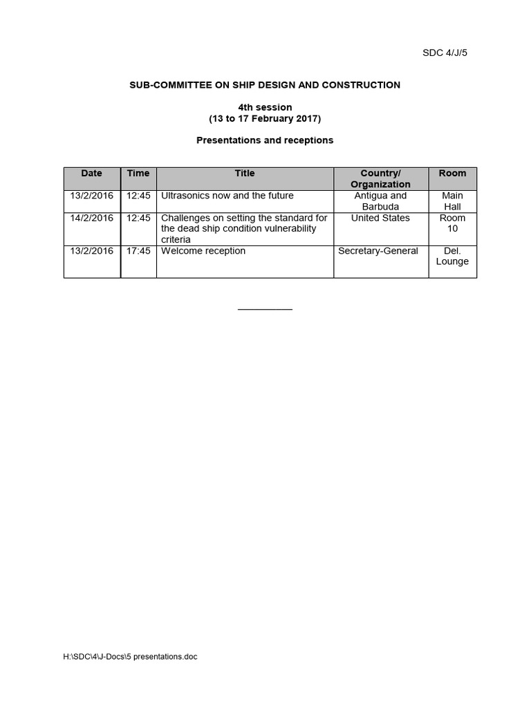 SDC 4-J-5 - Presentations and Receptions (Secr Tariat) | PDF