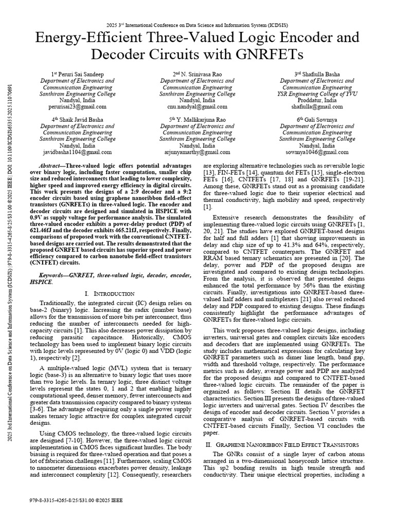Energy-Efficient Three-Valued Logic Encoder and Decoder Circuits With ...