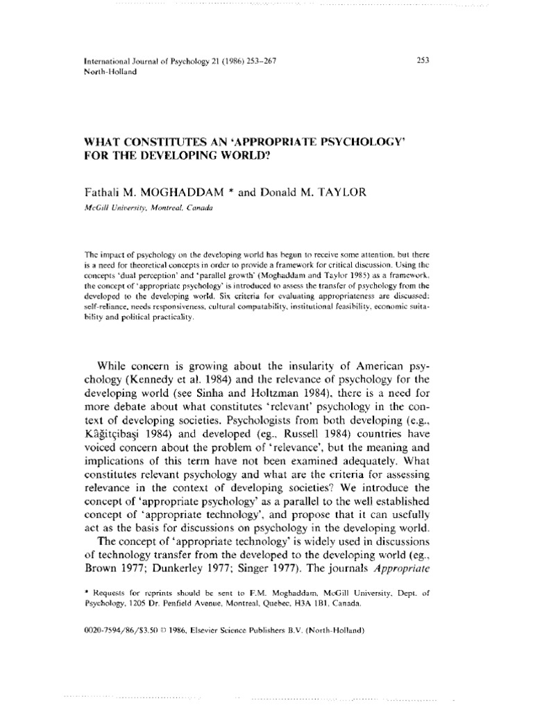 Moghaddam & Taylor 1986 | PDF