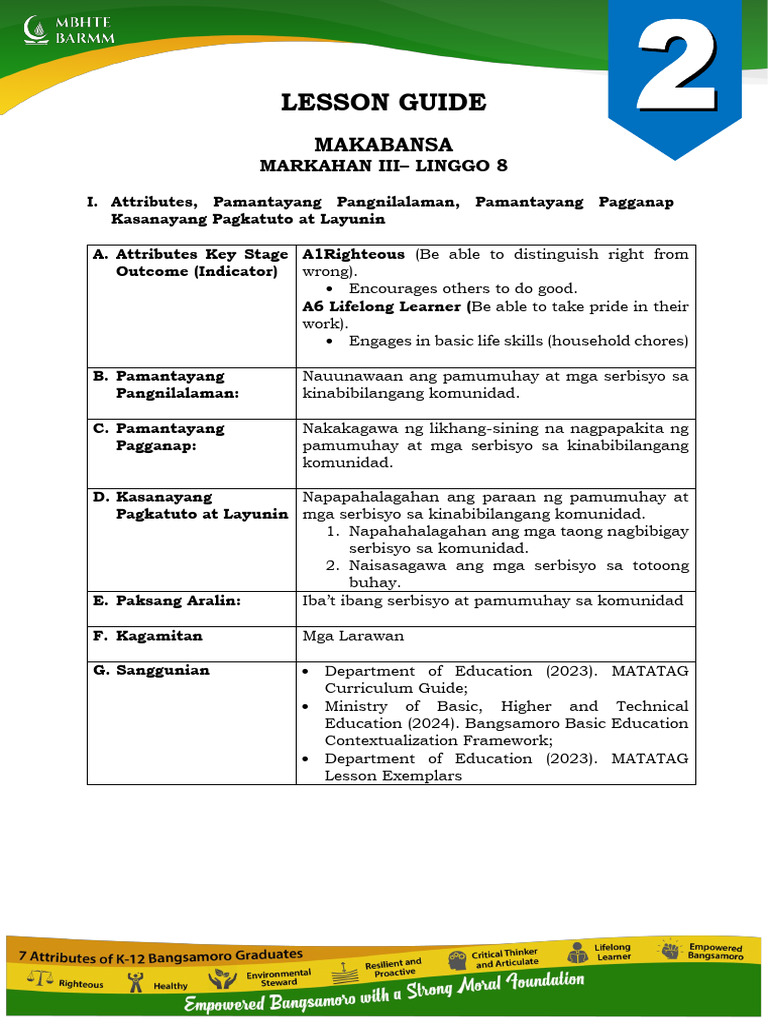 Lesson Guide: Makabansa | PDF