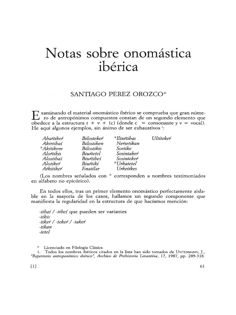 Notas Sobre Onomastica Iberica | PDF | Idiomas | Estudios de idiomas ...