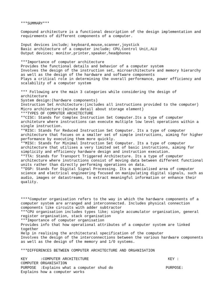 Overview of Computer Architecture Types | PDF | Computer Hardware ...