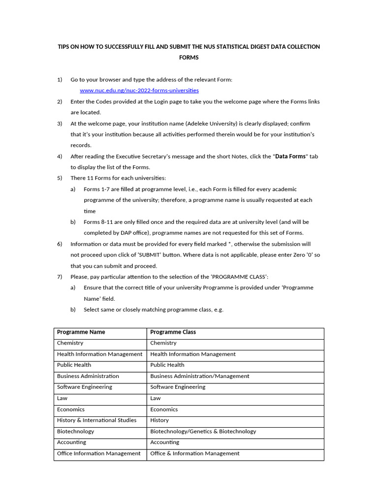 Tips On How To Successfully Fill and Submit The Nuc Statistics | PDF ...