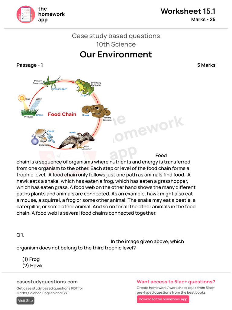 Case Study Questions for 10th Science | PDF | Ozone Depletion | Ecosystem