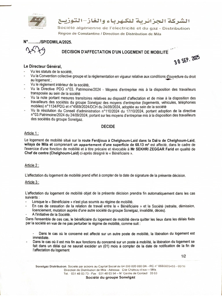 Logement D'affectation Farid CH - Laid | PDF