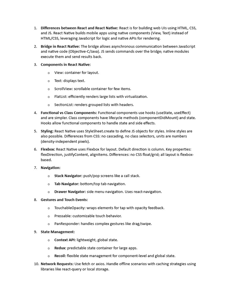 React Native Question and Answer | PDF | Software Development | Computing