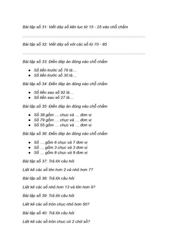 Bai Toan Lop 1 Voi So Dem 100 | PDF