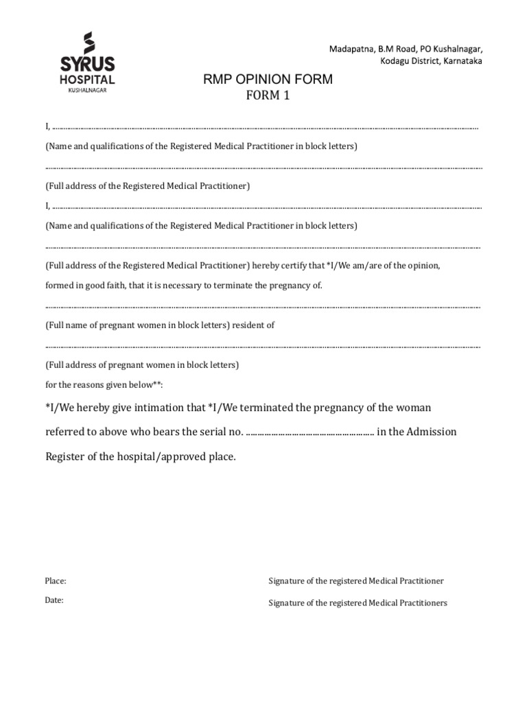 RMP Opinion Form | PDF