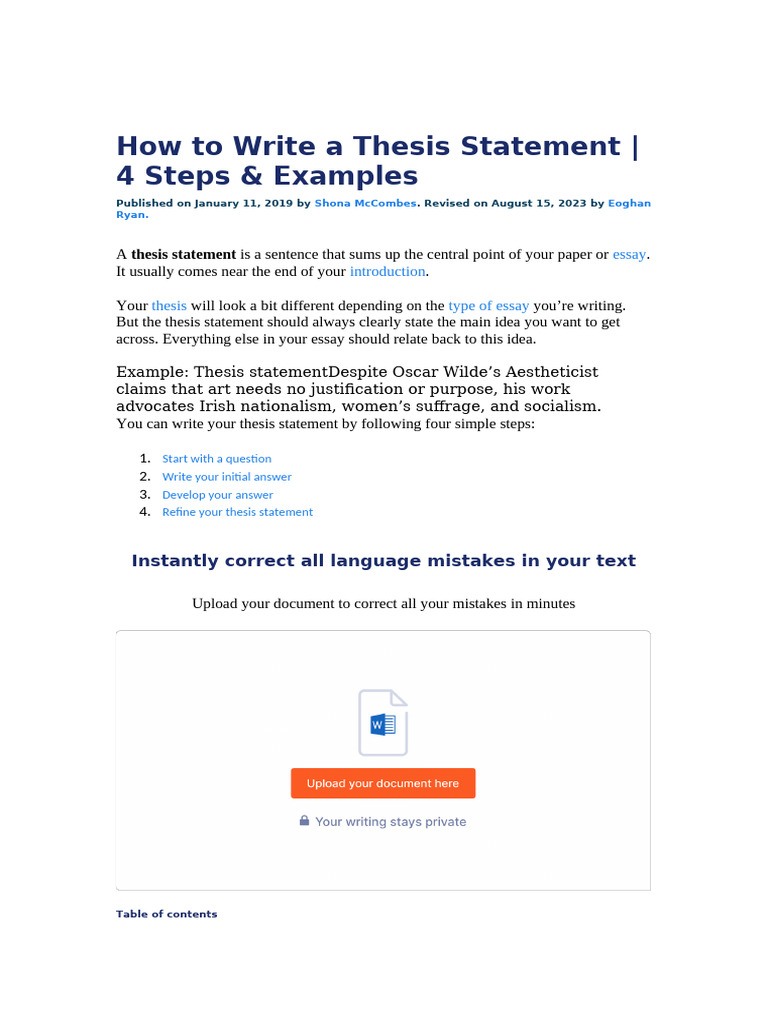 Crafting a Strong Thesis Statement | PDF | Essays | Thesis