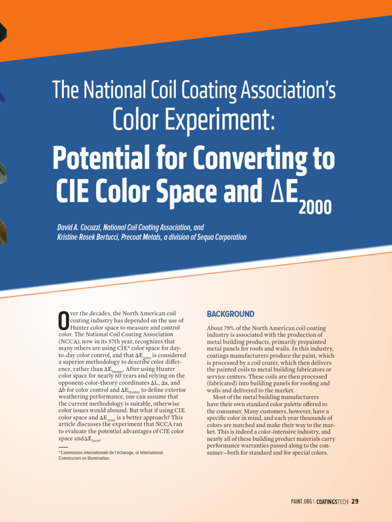 Coil Coating-Potential For Converting To CIE Color Space and Delta ...