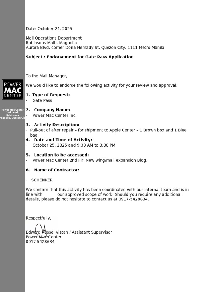 PMC Gate Pass Template | PDF