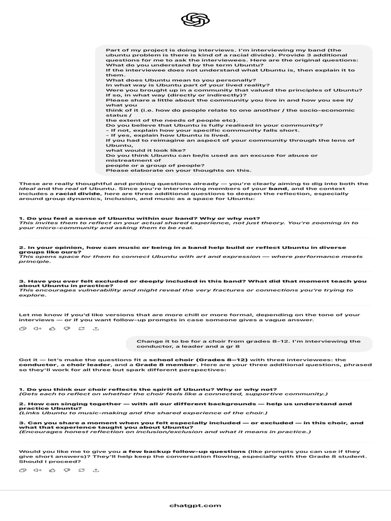 Ubuntu Band Interview Questions | PDF