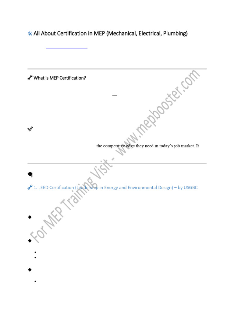 All About Certification in MEP | PDF | Green Building | Building Technology