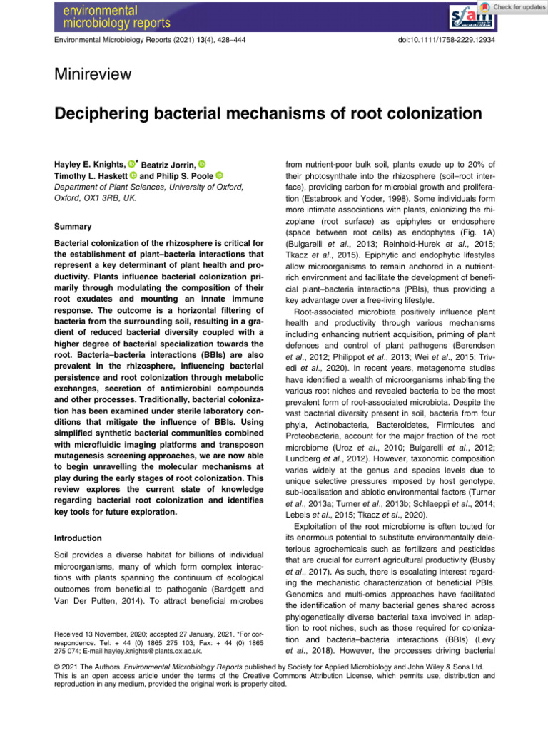 Environ Microbiol Rep - 2021 - Knights - Deciphering Bacterial ...