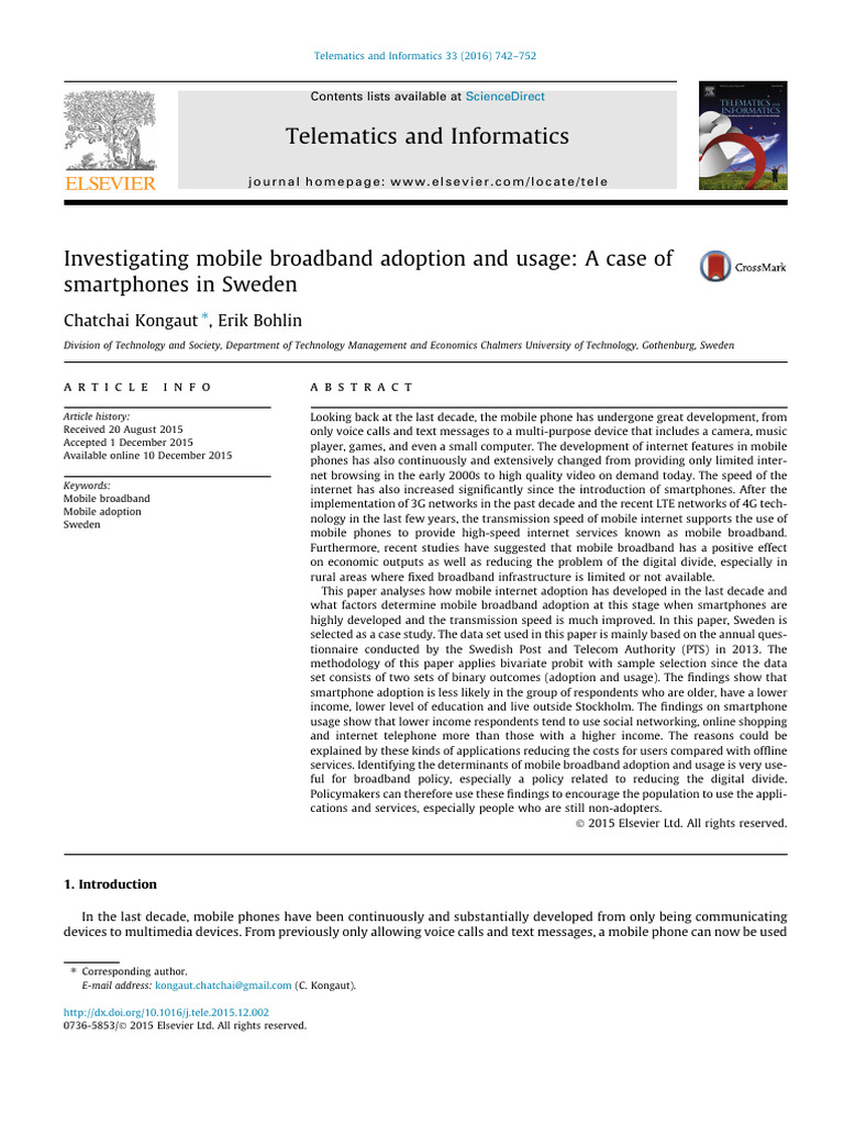 Investigating Mobile Broadband Adoption and Usage | PDF | 3 G | Mobile ...