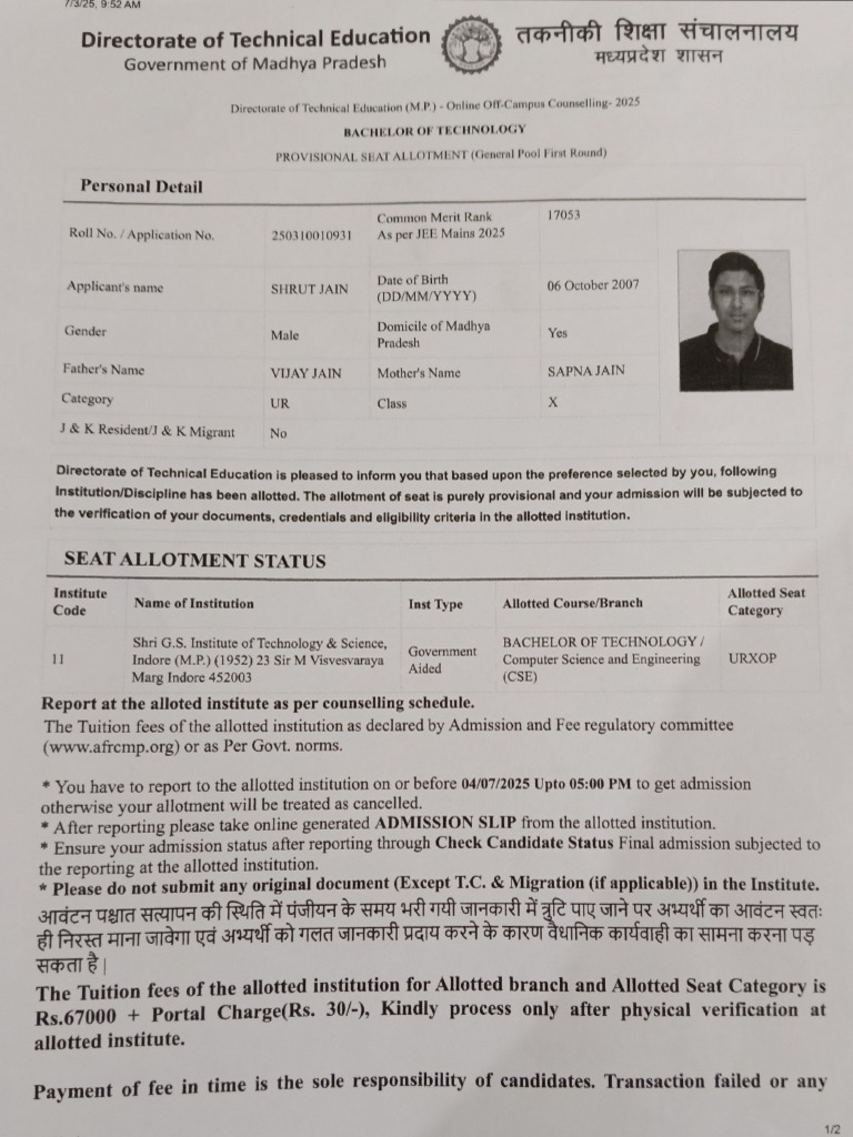 Allotment Letter | PDF