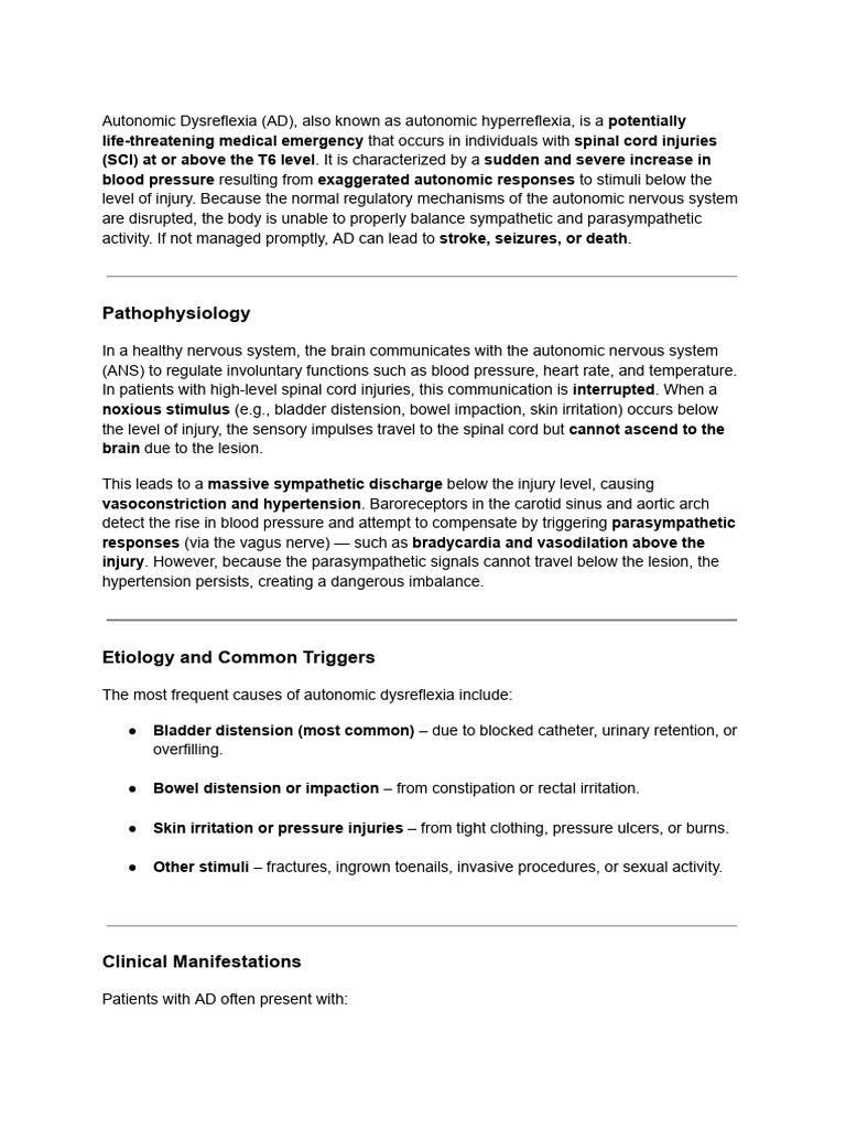 Autonomic Dysreflexia (AD) | PDF | Medical Specialties | Diseases And ...