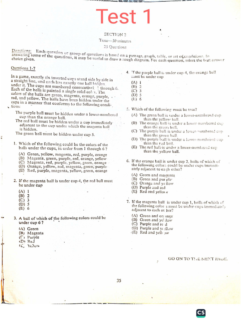 Test 1 To 10 (Puzzles) BBGRE | PDF