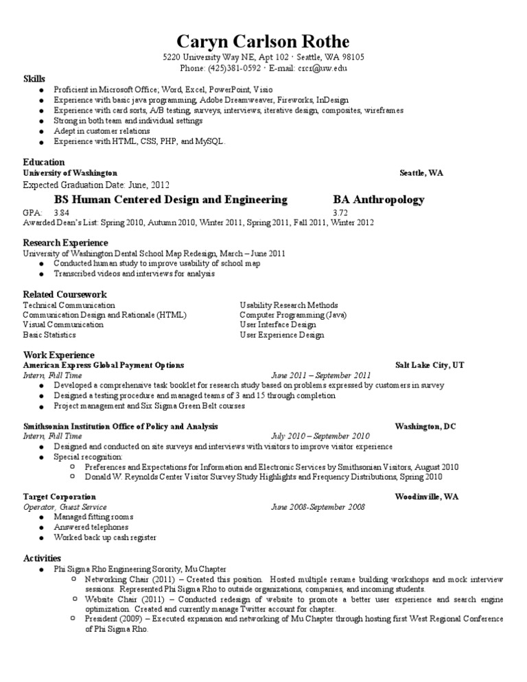 Caryn Carlson Rothe: BS Human Centered Design and Engineering BA ...