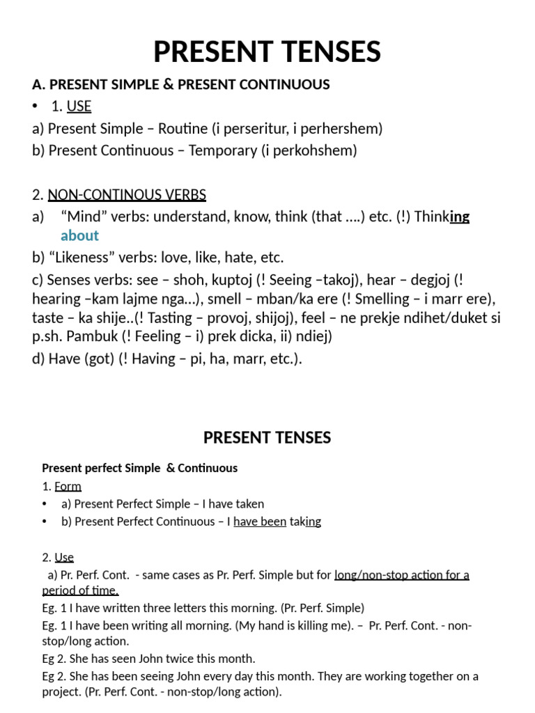 Present Tenses | PDF