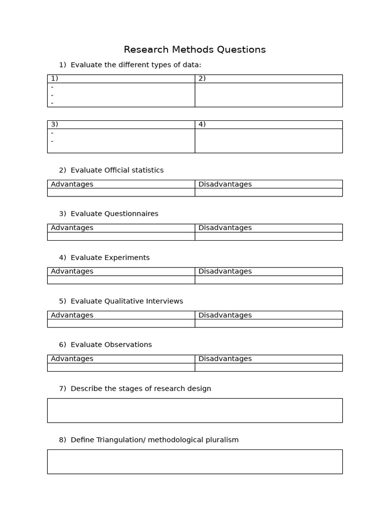 Research Methods Questions | PDF
