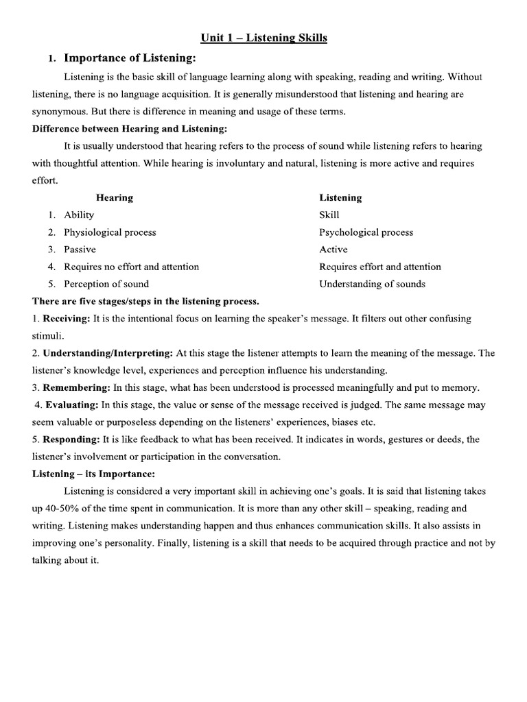 Listening Skills 1-3 | PDF