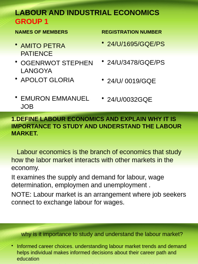 Group1 .Labor and Industrial Economics | PDF | Labour Economics | Market (Economics)