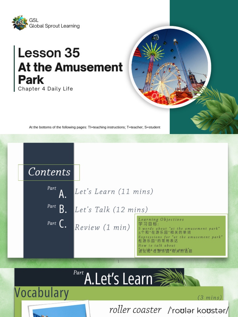 Vocabulary and Expressions for Amusement Parks | PDF | Human ...