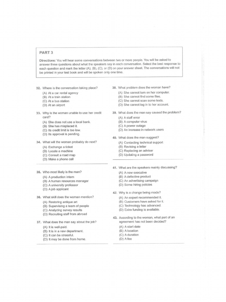 Part 3 Test 1 | PDF