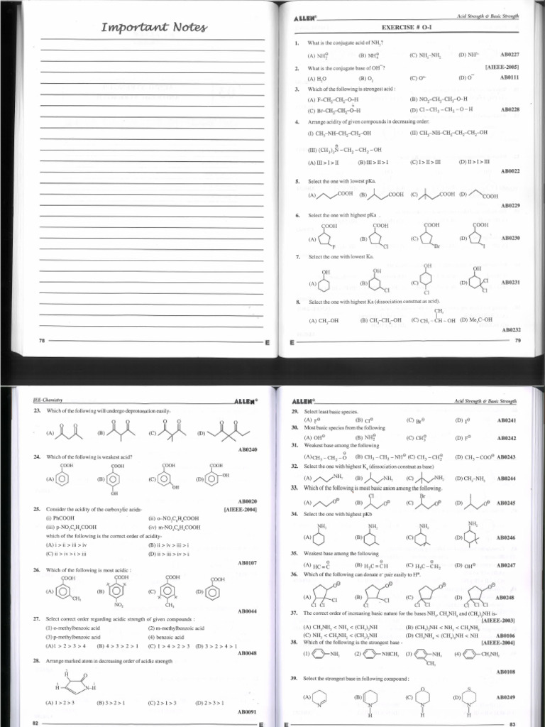 Acidic and Basic Strength Worksheet - PV Sir | PDF