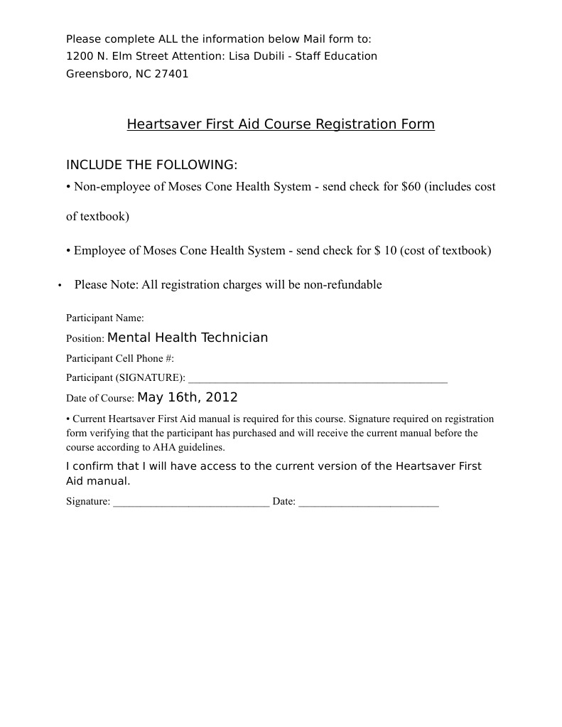 First Aid Registration | PDF