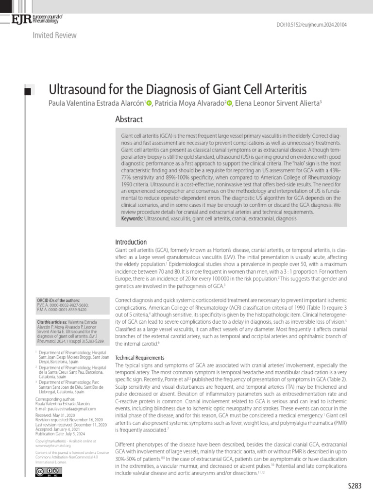 GCA-Ultrasound | PDF | Medical Specialties | Diseases And Disorders