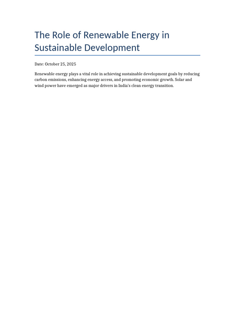 Educational Article Renewable Energy | PDF