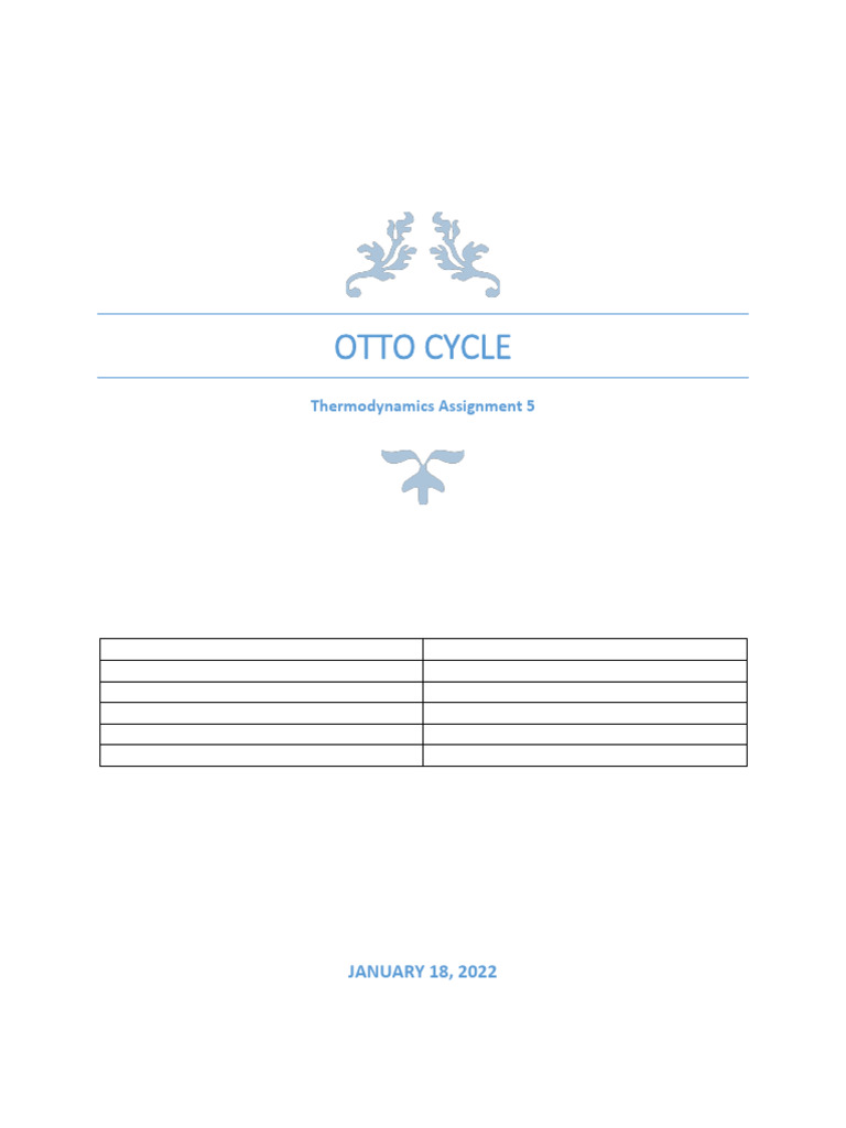 Thermodynamic Analysis Of Otto Cycle Pdf Internal Combustion Engine