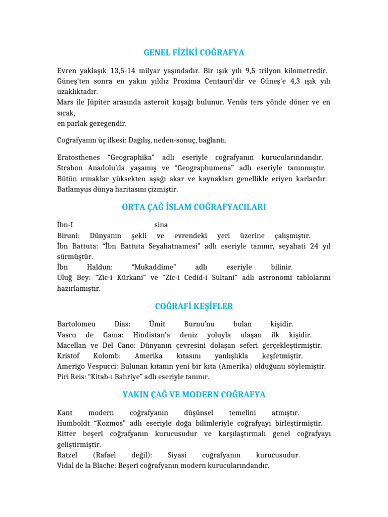 Genel Fiziki Cografya Duzenlenmis | PDF
