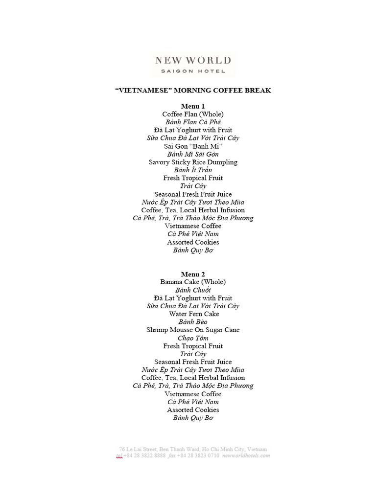 Coffee Break Menu 220725 | PDF