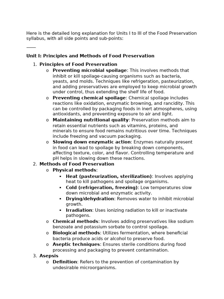 Food Preservation Notes | PDF | Food Preservation | Food Science